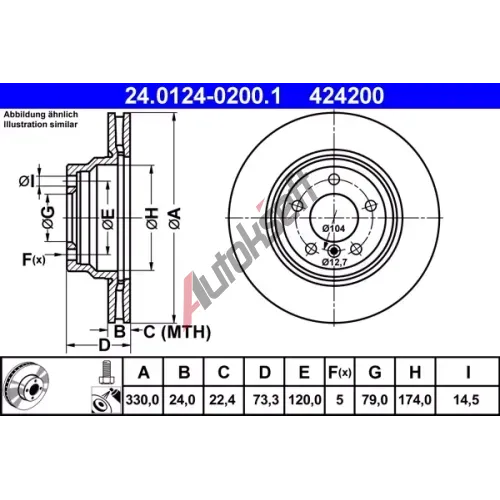ATE Brzdový kotouč - 330 mm, AT 424200 | Autokšeft