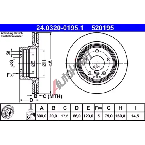 ATE Brzdový kotouč PowerDisc - 300 mm, AT 520195 | Autokšeft